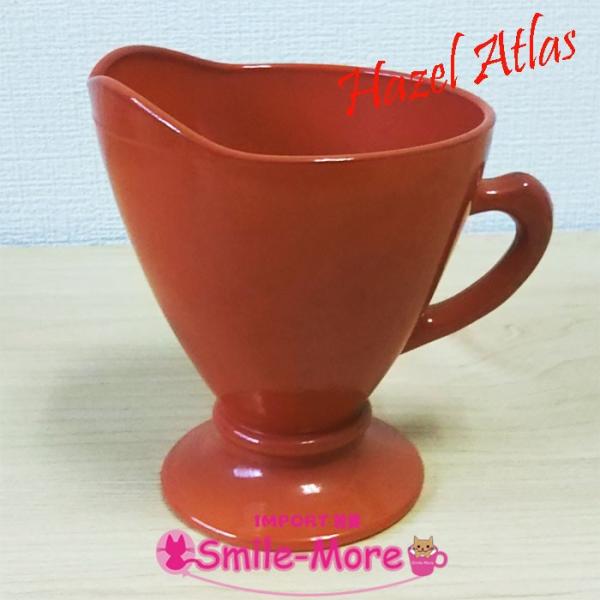 メーカー：Hazel Atlas / ヘーゼルアトラス社シリーズ：OVIDE ／ オバイド生産国：アメリカ刻印：ありサイズ（cm）：上部径8.5cm　ハンドルまでの幅10.4ｃｍ　高さ9.0cmカラー：レッドブラウン（赤茶）--------...
