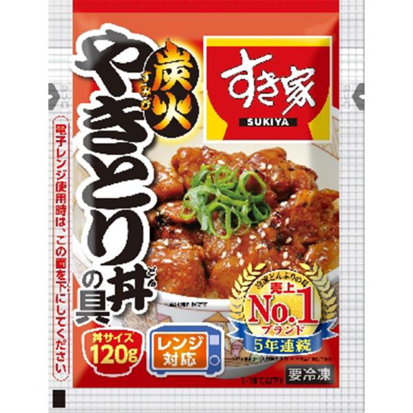 ●商品特徴冷凍食品にマッチしたオリジナルレシピ！炭火でジュワーッと焼き上げた鶏肉を、すき家秘伝の醤油ダレに絡めました !醤油ダレの甘い匂いが食欲をそそります!。男性や食べ盛りのお子様でも満足できるどんぶりサイズの商品です。ご飯にかけてもアレ...