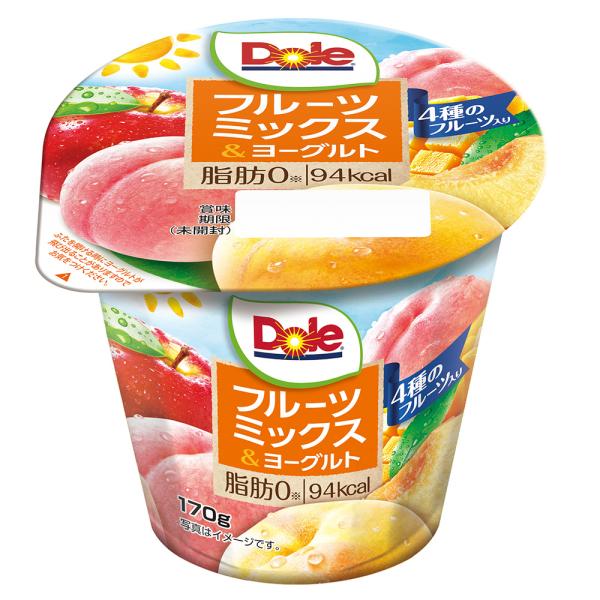 ●商品特徴フレッシュな果実味を活かした、Doleブランドのフルーツ＆ヨーグルトです。４種のフルーツを使用しました。ヨーグルトに白桃、黄桃、りんご、マンゴーをブレンド。りんごのシャキッとした食感が特徴の、最後まで飽きのこないヨーグルトです。脂...
