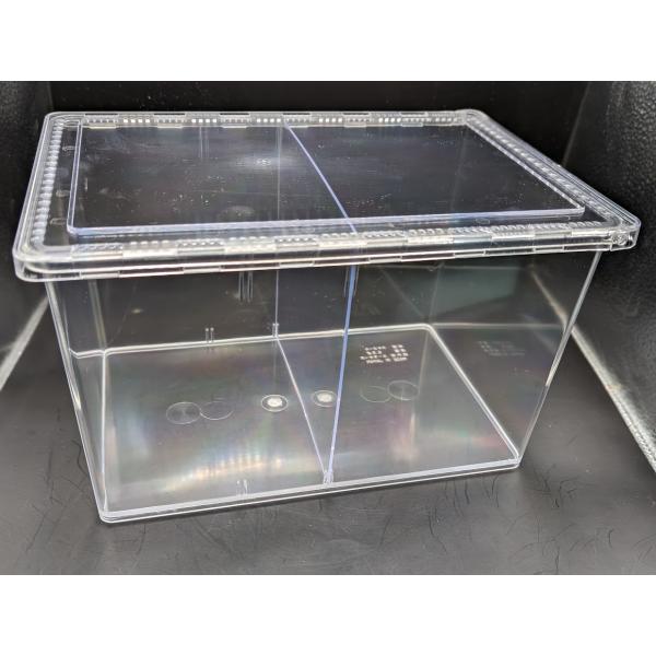 クリアースライダー　標準サイズ　Ｗ２６７×Ｄ１８７×Ｈ１５９シーラケース製クリアースライダーです。仕切り付きで♂♀ペアでの管理ができます。フルクリアのため、どこからでも生体を観察できます。