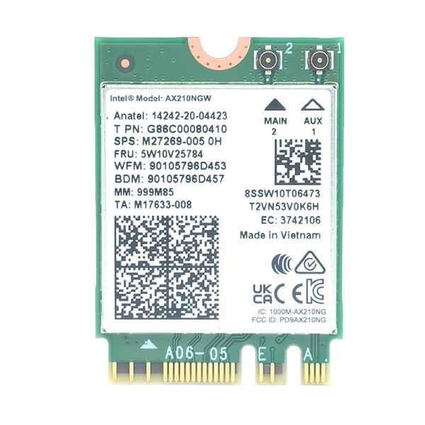 【特徴】Wireless AX210NGWは、M.2 2230サイズの小型設計で、Wi-Fi 6Eに対応した無線LANカードです。2.4GHz・5GHz・6GHzの3つの帯域を利用でき、Bluetooth 5.3も内蔵しています。【機能】O...
