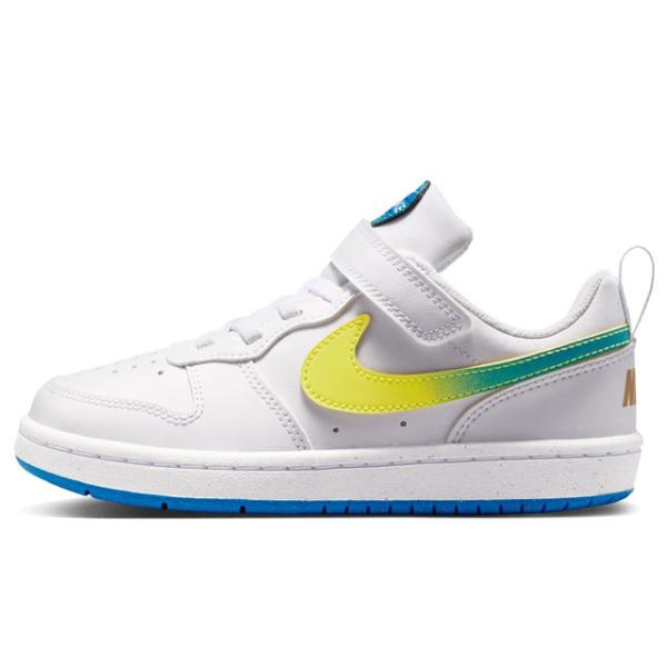 ナイキ|NIKEIR3998 キッズ 男の子 スニーカー■商品説明100(WHITE/SONIC YELLOW-SOAR)/S7887バスケットボールにインスパイアされた、普段使いにぴったりのシューズ。コート ボローが、キッズの小さな足に合...
