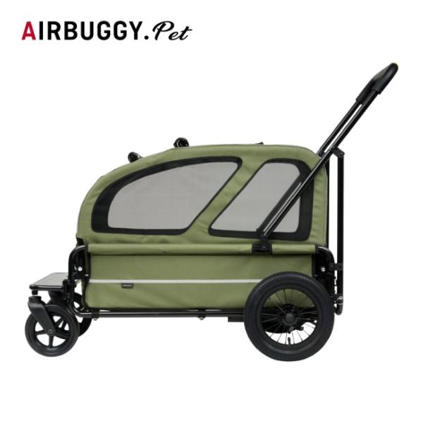 AIRBUGGY エアバギー キャリッジ 2点セット [台車・ルーフ] MossGreen AD3057 【 ペットカート ペットキャリー ドッグカート 大型犬 多頭 お出かけ お散歩 折り畳み 】