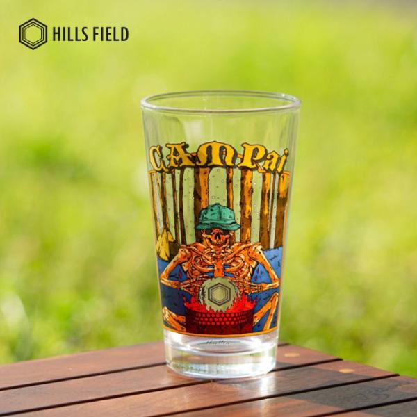 HILLS FIELD ヒルズフィールド オリジナルパイントグラス -キャンプぁい- 480ml HF-PINT-CP-W 【  コップ 食器 お酒 アルコール ガラス アウトドア 】