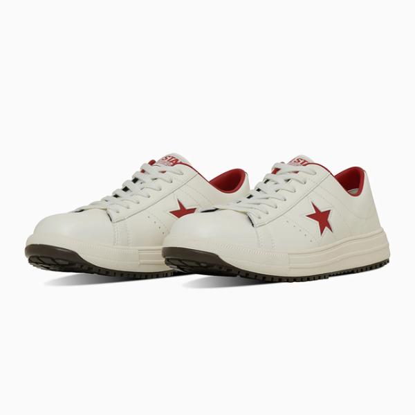 CONVERSE コンバース ONE STAR PS ワンスターPS White/Red 33701752 【 安全靴 作業靴 セーフティーシューズ JSAA規格 A種 人工皮革製 プロスニーカー 】