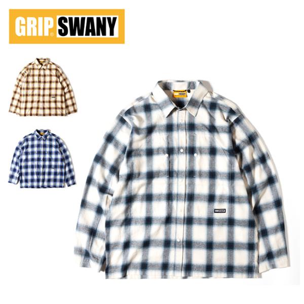 GRIP SWANY グリップスワニー BRUSHED CHECK SHIRTS ブラッシュトチェックシャツ GSMSH-071 【 トップス 長袖 開襟シャツ フランネル アウトドア コットン 】