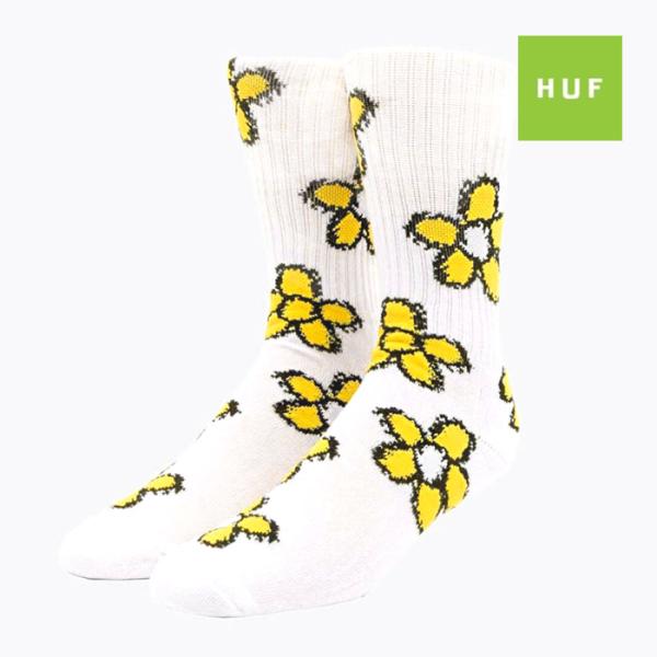HUFハフPUSHING DAISIES TT SOCKSプッシングデイジー トリプルトライアングル ソックスWHITE　SK00554-WHITEスケートボードシーンにとどまらずストリートでももはや外せないブランドとして人気の“HUF(ハ...
