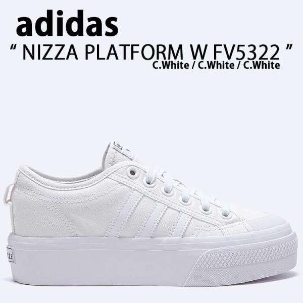 アディダス ニッツァ プラットフォーム ウーマンズ フットウェアホワイト コアブラック商品名 : adidas NIZZA PLATFORM W Cloud White Cloud White Cloud White FV5322厚底シュー...