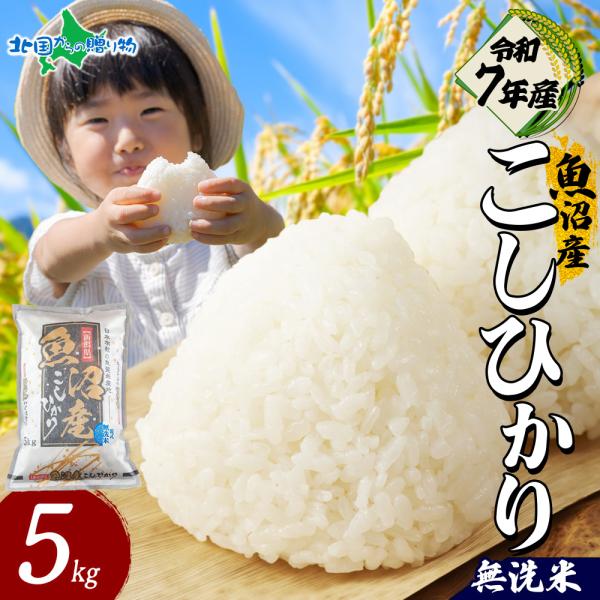 商品内容：【令和7年産】魚沼産コシヒカリ 無洗米 5kgお届け日：【日時指定不可】4-5日以内に発送予定(土日祝日・年末年始を除く)送料：送料無料（沖縄・離島、一部地域は配送不可）のし：不可配送方法：常温便保存方法：常温保存販売者：株式会社...
