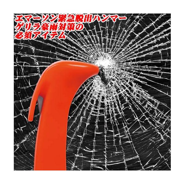 要エントリー緊急脱出 脱出ハンマー ガラスハンマー＆シートベルトカッター一本二役急増するゲリラ豪雨に備えましょう　脱出ハンマー