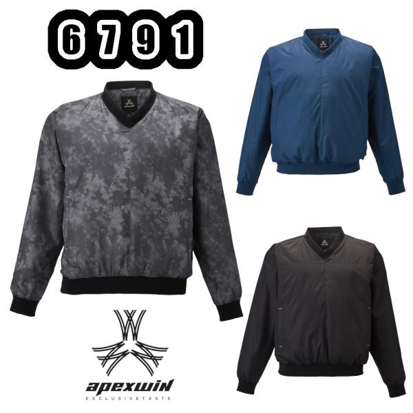 ※取り寄せ商品※6791セミキルトV首素材・混率 / 210Tマイクロタフタ・ポリエステル100％V首リブ。袖リブ。裾リブ。ラグランスリーブ。撥水。身頃中綿。