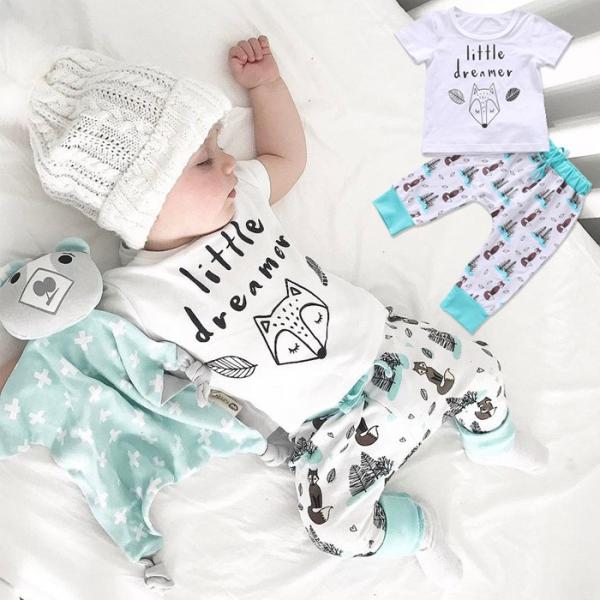 可愛いデザインが特徴的な、お得な上下セット！これ1点でコーディネート楽しめます！【商品詳細】■サイズ・70・80・90・100■上下セット※Ｔシャツとズボン以外の画像掲載物は付属しておりません。■素材：綿※画像に移っている服以外の装飾品は付...