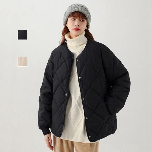 アウター ジャケット コート ジャケットコート ミディアム丈 中綿 厚手 ノーカラー 長袖 ファッション レディス レディース 秋冬 新作ノーカラー中綿ジャケットコート◆サイズ◆M/L/XL着丈68/69/70肩幅43/44/45袖丈60/...