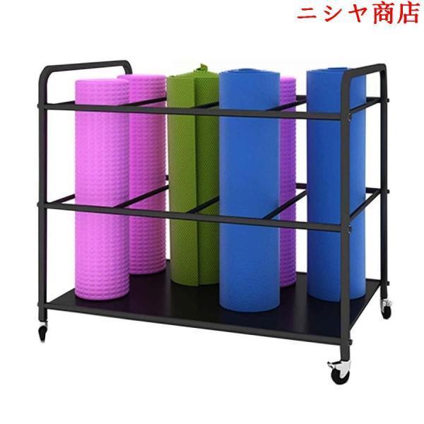 【大容量】このジムオーガナイザーの寸法は、80×50×70cm（31.5 "L×20" W×27.5 "H）、12個のヨガマットとフォームローラー、またはその他のジムマットを収納できます。ユニット全体を簡単に取り付けることができます。【良質...
