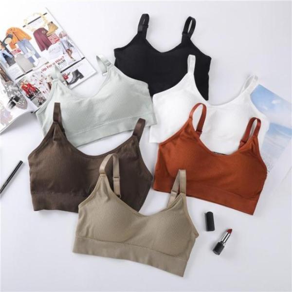 ハーフトップブラ ブラジャー ノンワイヤー ブラトップ キャミソール カップ付き ショート丈 リブ 見せブラトップ ブラキャミ インナー スポーツ フィットネス ランニング ジム ヨガウェア トップス ブラ 単品 無地 おしゃれ 揺れない ...