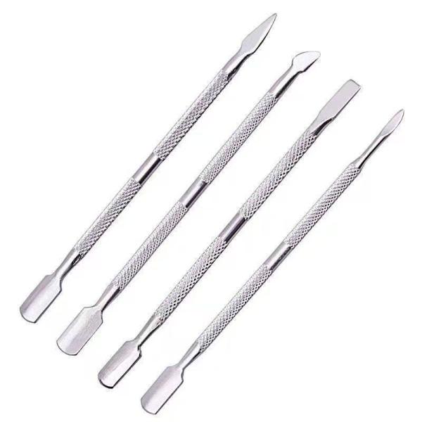 【特徴】甘皮ケアやジェルのオフの必需品！薄くて軽いキューティクルプッシャー♪鋭利側は浅めのカーブタイプで甘皮を押し上げやすい！※とても鋭利な為、扱いにはご注意ください。プッシャー側ではルースキューティクルを掻き出して綺麗にできます◎手に馴染...