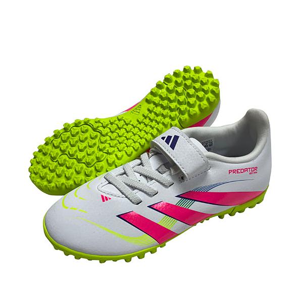 どんなときでも、この新しいプレデターを履いて、力を出し切ろう。このジュニア用シューズには、凹凸のある合成アッパーを採用している。足をしっかり固定する幅広の面ファスナーストラップと、様々なグラウンドに対応するアウトソールを搭載。■品番：ID3...