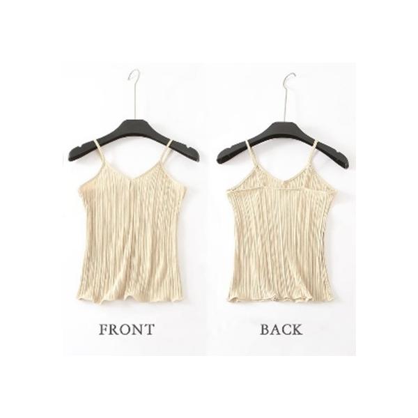 トップス・キャミソール・インナー一枚さらりと着るだけで簡単、軽やかに華やぐ見栄え伸縮性のあるプリーツ素材はスリムな視覚効果を与えます。【サイズ】フリーサイズ　着丈（肩ひも含む）約48cm　バスト約86cm【素材】プリーツ加工を施したコットン...