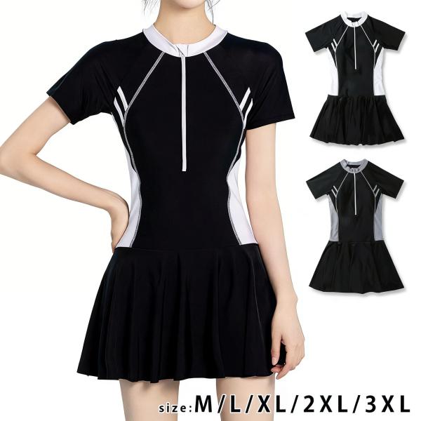 [商品概要] 体型カバーと着痩せ効果のある半袖レディースフィットネス水着で、ジムのアクアフィットネスから海・ビーチまで幅広いシーンで活躍します。[特徴]・半袖デザインで露出が控えめ、アクアフィットネスに集中しやすい・スカート下がパンツタイプ...