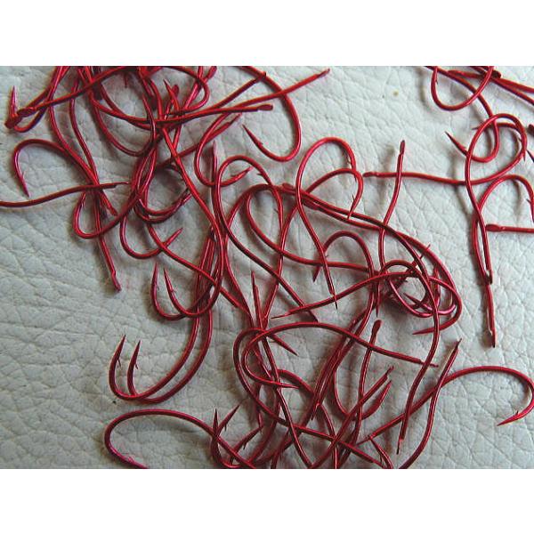 ☆流線キツネ☆　50本　赤　9、10、11、12号　　-国内メーカー品-今までの80カーボンハガネ針をさらに100カーボンにグレードアップ、強度と硬度がアップし、大きなサイズでも細地にすることが可能になりました。大きい号数でも細地のためエサ...