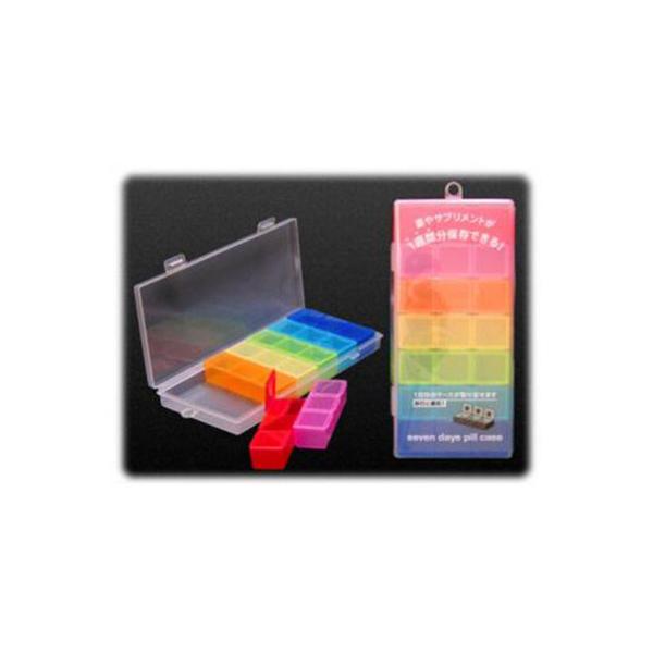 【薬やサプリが一週間分収納できる！】一週間分の薬やサプリメントが一日ごとに色分けで収納できるピルケースです。1日分のケースが取り出し可能なので、旅行にも便利。