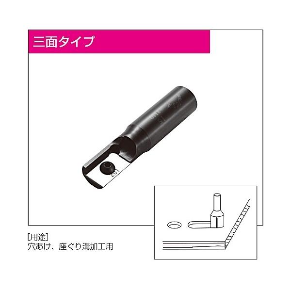 【用途】穴あけ・座ぐり溝加工用【特長】・底刃が必要な作業条件に最適です。・刃径18mmまでの小径ビットでは1枚刃です。 20mm以上は、底刃と外周刃との2種類の替刃を使用します。【付属品】・替刃チップ2枚・トルクスレンチT-10・予備ボルト...