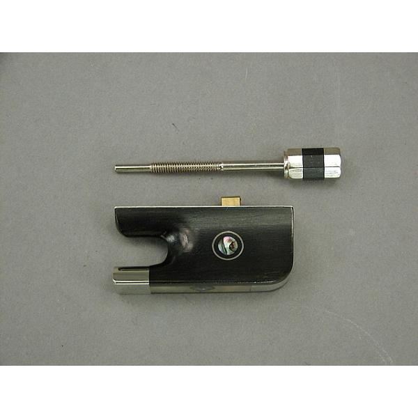 ビオラ弓用フロッグViola bow frogNickel Mounted Ebony Double EyeAbaloni Slide