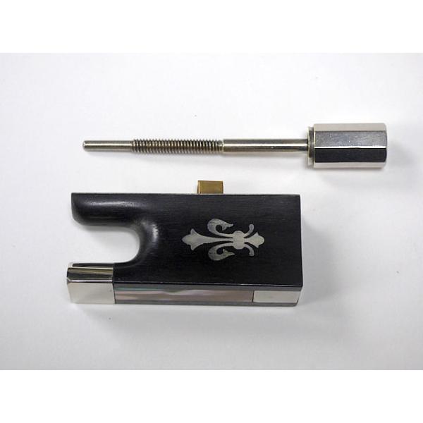 花紋部分はメタルViolin Bow Frog 4/4Ebony / Fower(Metal)Solid Plain ScrewAbalone SlideFull Mount Copper Metal