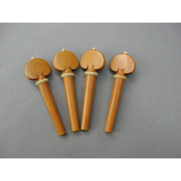 Heart/Bone Pin &amp; Collar #2 Violin Peg set Boxwood バイオリン ペグセット ボックスウッド ハート型 ボーンピン・リングがベージュ色味がかっています。