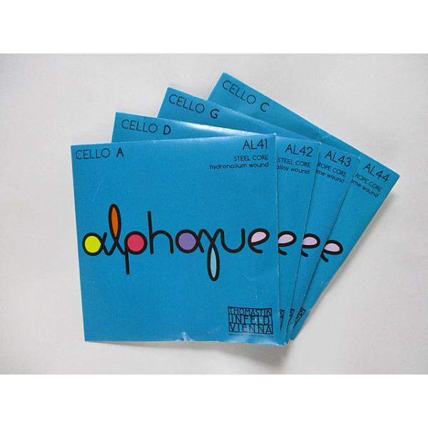 チェロ弦セット アルファユー(アルファイユ) alphayue set CelloA線:AL41 スチールコア/ハイドロナトリウム巻D線:AL42 スチールコア/マルチアロイ巻G線:AL43 ループコア/クロム巻C線:AL44 ループコア/...