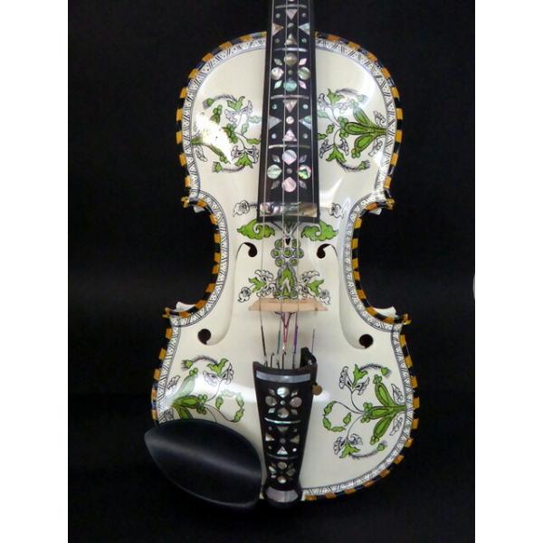 Hardanger Fiddle White Model #3(Norwegian fiddle）*付属品；ケース、弓図柄はハンドドローイング です。
