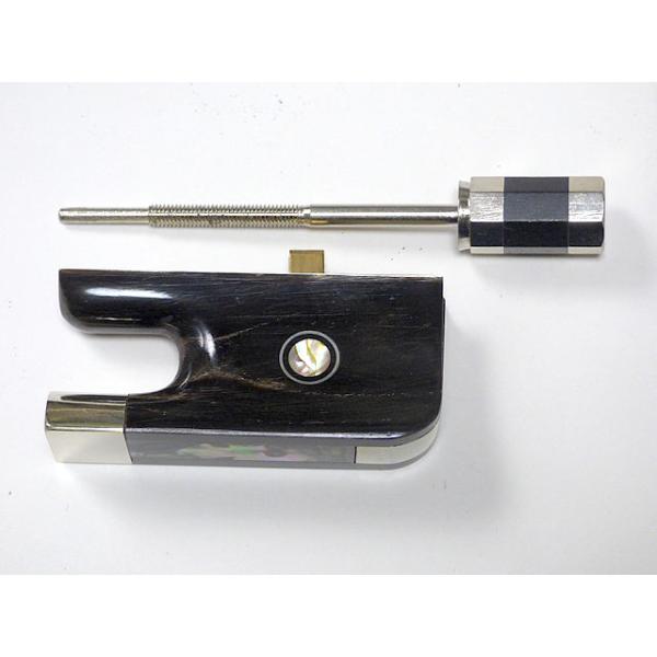 Horn Bass Bow Frog水牛角 Frog 4/4Double Persian EyeAssorted horn insert ScrewAbalone SlideFull Mount Copper Metal