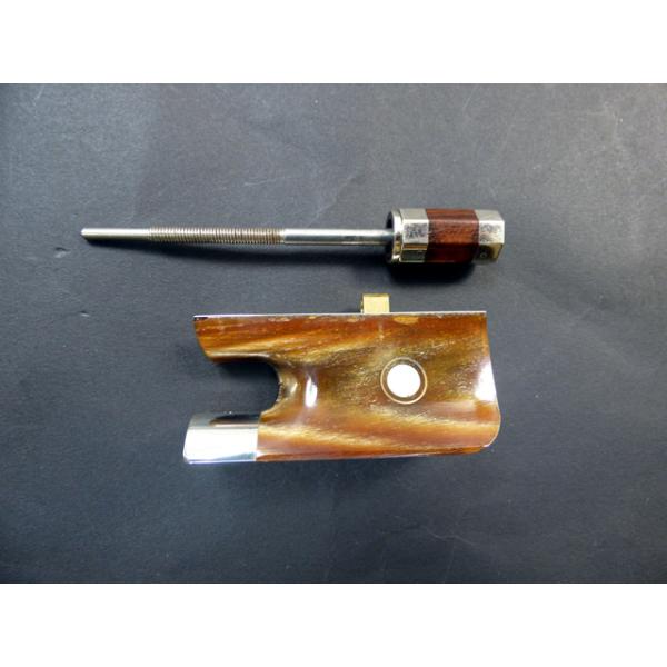 Horn Bass Bow Frog水牛角 Frog 4/4Double Persian EyeAssorted horn insert ScrewAbalone SlideFull Mount Copper Metal