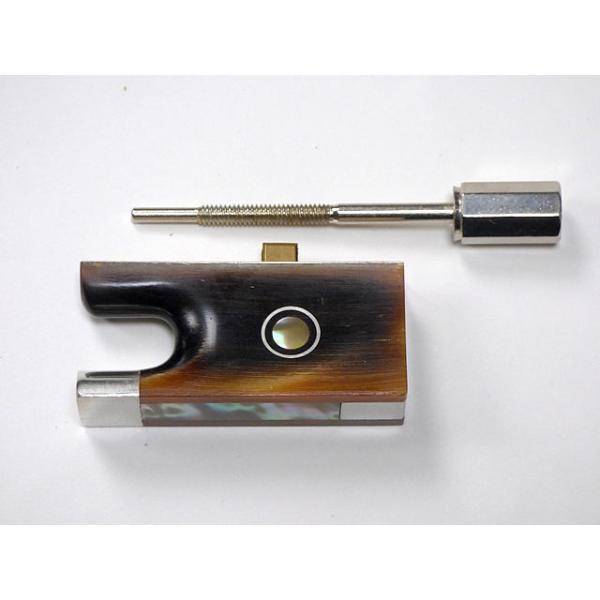 Horn (水牛角）05Horn Violin Bow Frog水牛角 Frog 4/4ＨｏｒｎSolid Copper Plain ScrewAbalone SlideFull Mount Copper Metal商品により個体差がります...
