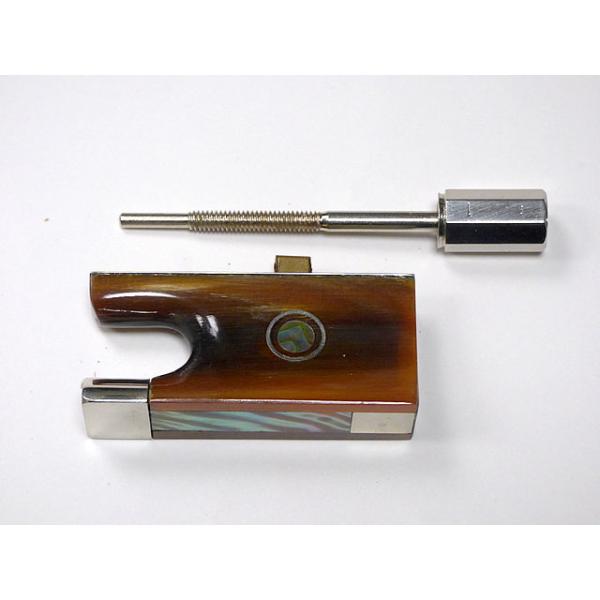 Horn (水牛角）05Horn Violin Bow Frog水牛角 Frog 4/4ＨｏｒｎSolid Copper Plain ScrewAbalone SlideFull Mount Copper Metal商品により個体差がります...