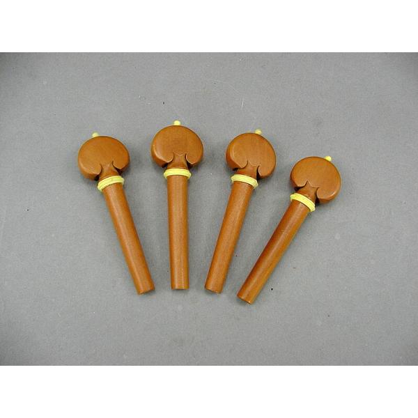 Heart/Bone Pin &amp; Collar Violin Peg set Boxwood バイオリン ペグセット ボックスウッド ハート型 ボーン＊ピン・リングが黄色味がかっています。