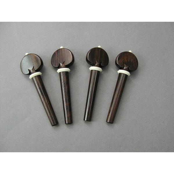 Rosewood Heart Model White Pin &amp; Collarバイオリン用ペグセット・Violin Peg Set最高級インド産ローズウッド材使用