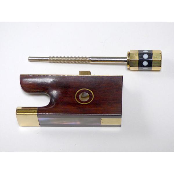 Snakewood Violin Bow Frog 4/4訳あり理由金メッキの仕上げに不具合が見受けられる。＊画像にてご確認ください。
