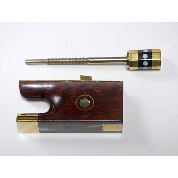 Snakewood Violin Bow Frog 4/4訳あり理由金メッキの仕上げに不具合が見受けられる。＊画像にてご確認ください。