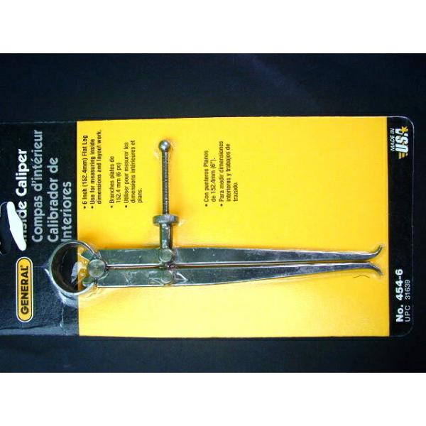 GENERAL Inside CaliperInside Caliper6Inch(152.4mm)Flat LegUse for measuring insidedimensions and layout work