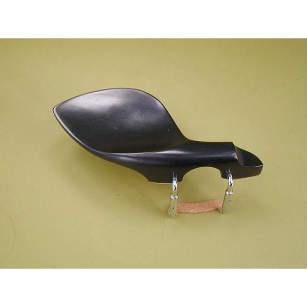 Violin Chinrest Ebony Verga/Regular chrome Bracket バイオリンあご当インド産最高級エボニー材使用。