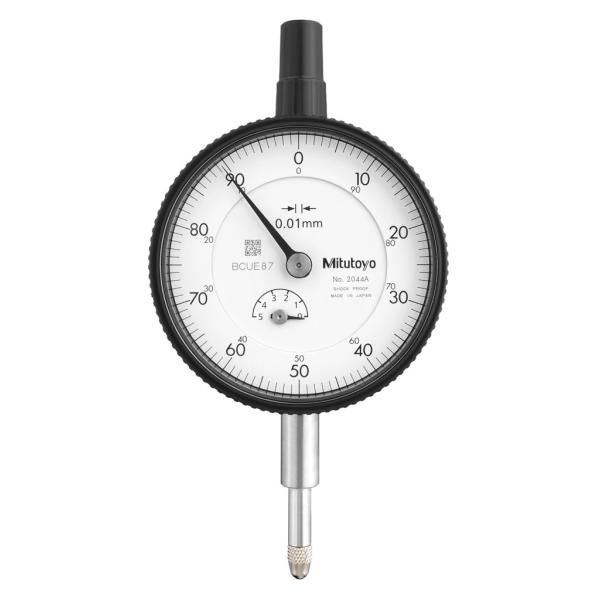 外枠の外径φ57 mm、目量0.01 mmの標準形ダイヤルゲージです。外枠クランプ、リフティング用レバー（オプション）は左右どちらにも取り付け可能です。また、取り付け、取外しは工具不要で簡単に行えます。外枠とオオイ板の機密性を確保し、Oリン...