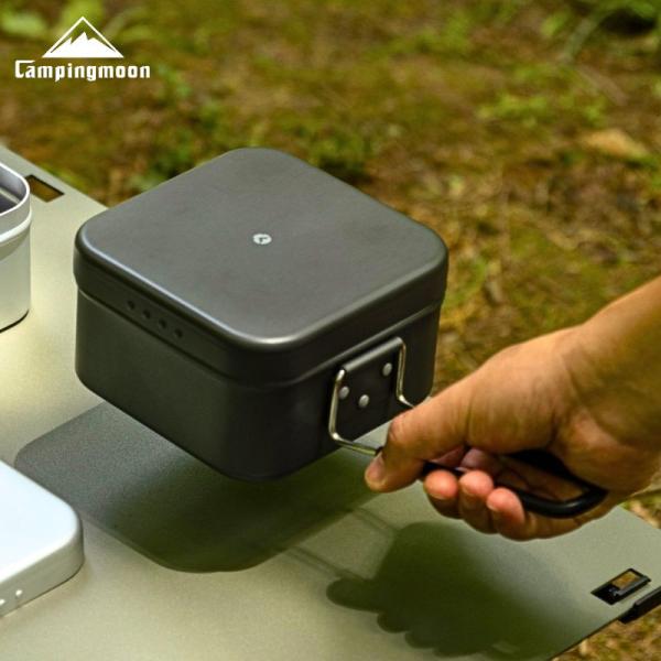 ブランド キャンピングムーン CAMPINGMOON型番 H-1313品名 角型メスティン / スクエアクッカーカラー グレー容量 約0.9Lサイズ 本体 約13.4 × 13.4 × 7.8cmハンドル 約13 × 4.5cm板厚 約1....