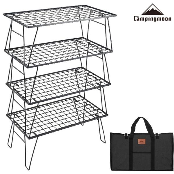 ブランド キャンピングムーン CAMPINGMOON型番　T-235-4T-WB（ 4段 ）内容　フィールドラック 4点 ＋ 収納ケース セット使用サイズ：60×35×88(高さ)cm収納サイズ：60×35×4.4(高さ)cm重量 1.8k...