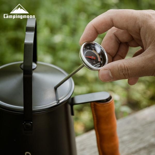 ブランド キャンピングムーン CAMPINGMOON製品概要 サーモメーター温度管理クッキング用サイズ(約) 約φ37×132(高さ)mm（測定バー直径 3.8mm）重量(約) 約21g材質 本体/ステンレス鋼温度感知棒/銅(クロムめっき)...