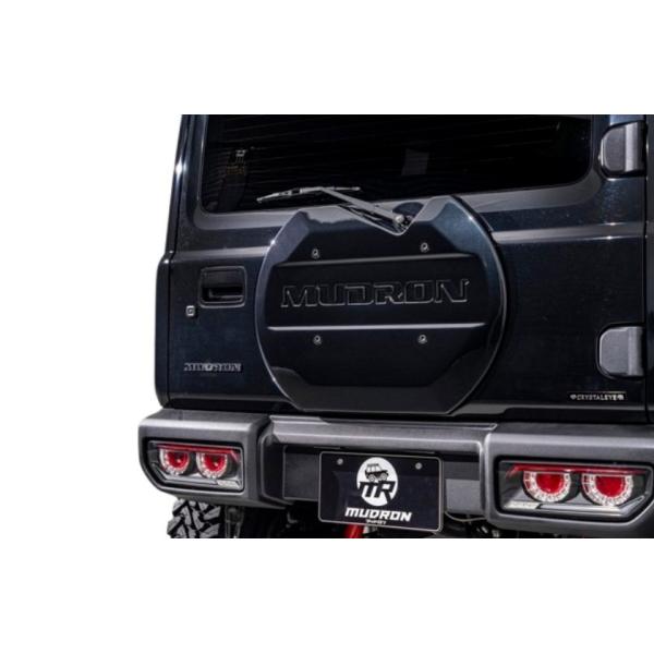 5　スペアタイアレスゲートカバー※ワイパー付仕様、ワイパーレス仕様 から要選択 (材質：FRP)【メーカー】AIMGAIN MUDRON SPORT ( エイムゲイン )【素材】新品 / FRP 黒ゲルコート ( 未塗装 )【対応車種】SU...