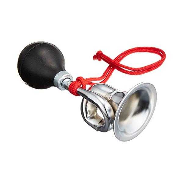 クラシック・シルバー  CH-91・パフパフラッパチェアホーン・材質:金属部:鉄、ボール部:ゴム・サイズ:ベル直径:74mm、全長:190mm・重量:122g・紐付き