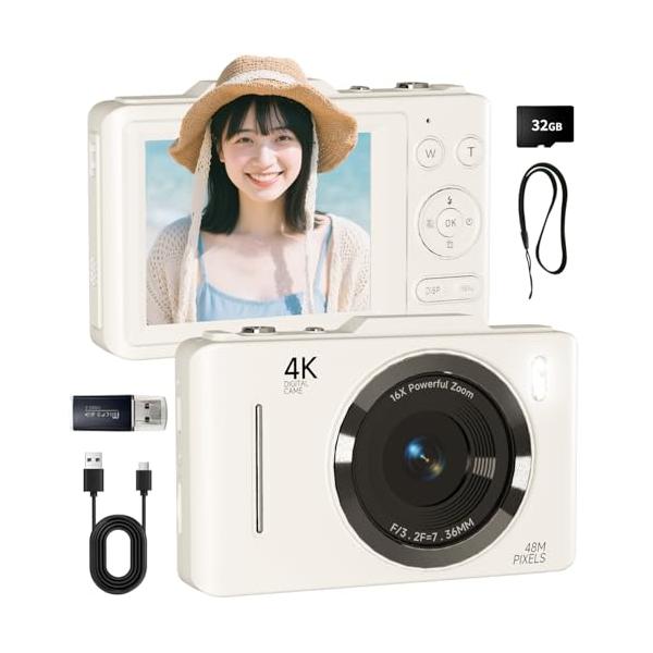 暖かい白色/超コンパクトで、ファッショナブルで、美的です/H16・Color:暖かい白色・パッケージ個数:1・4K 48MP超高画質映像 4Kビデオ新世代CMOSセンサーを搭載し、7200万画素の写真と4K超高画質ビデオ録画をサポート。画面...