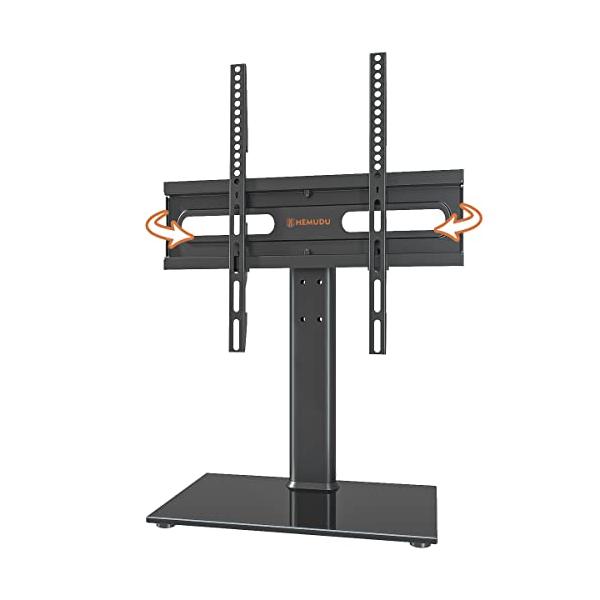 ・ Large HT06B-002・安定性と多くの用途 ユニバーサル TV スタンド ? 頑丈なスチール製楕円形パネルと 8 mm の強化ガラス ベースで設計された、私の安定性フリー スタンディング TV マウントは、テレビを安全かつ安定し...