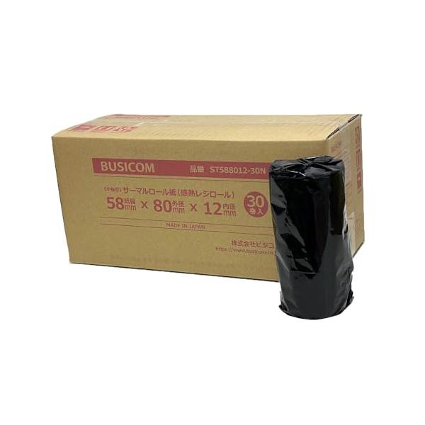 -/-/ST588012-30N・パッケージ個数:30・ロール紙サイズ：幅58mm×外径80mm×内径12mm 58×80×12・ロールの直径80mm　カシオ TRP-5880-TWに対応する汎用感熱レジロール。 東芝テック製 58R-80...